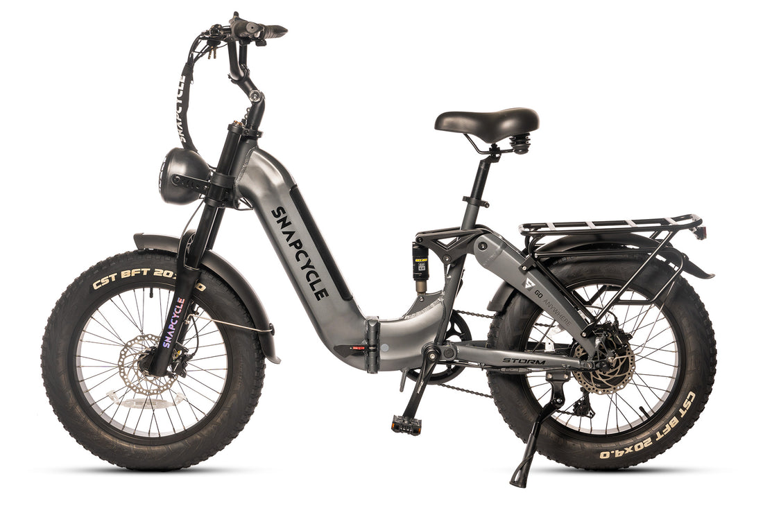 Snapcycle Storm, 750W Electric Folding Fat Tire Bike – Snapcycle Bikes